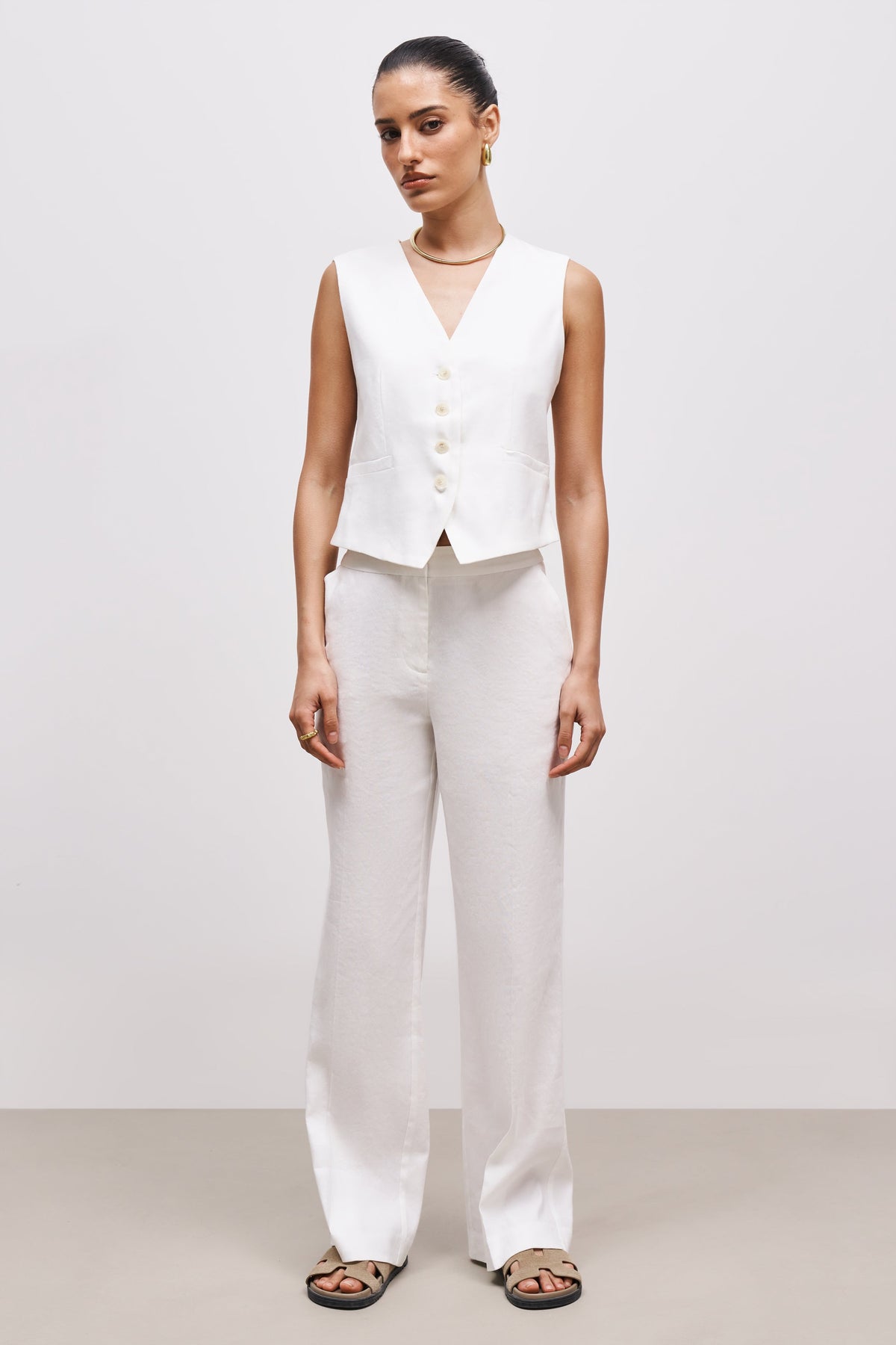 Tailored Linen Trousers - White – BOA