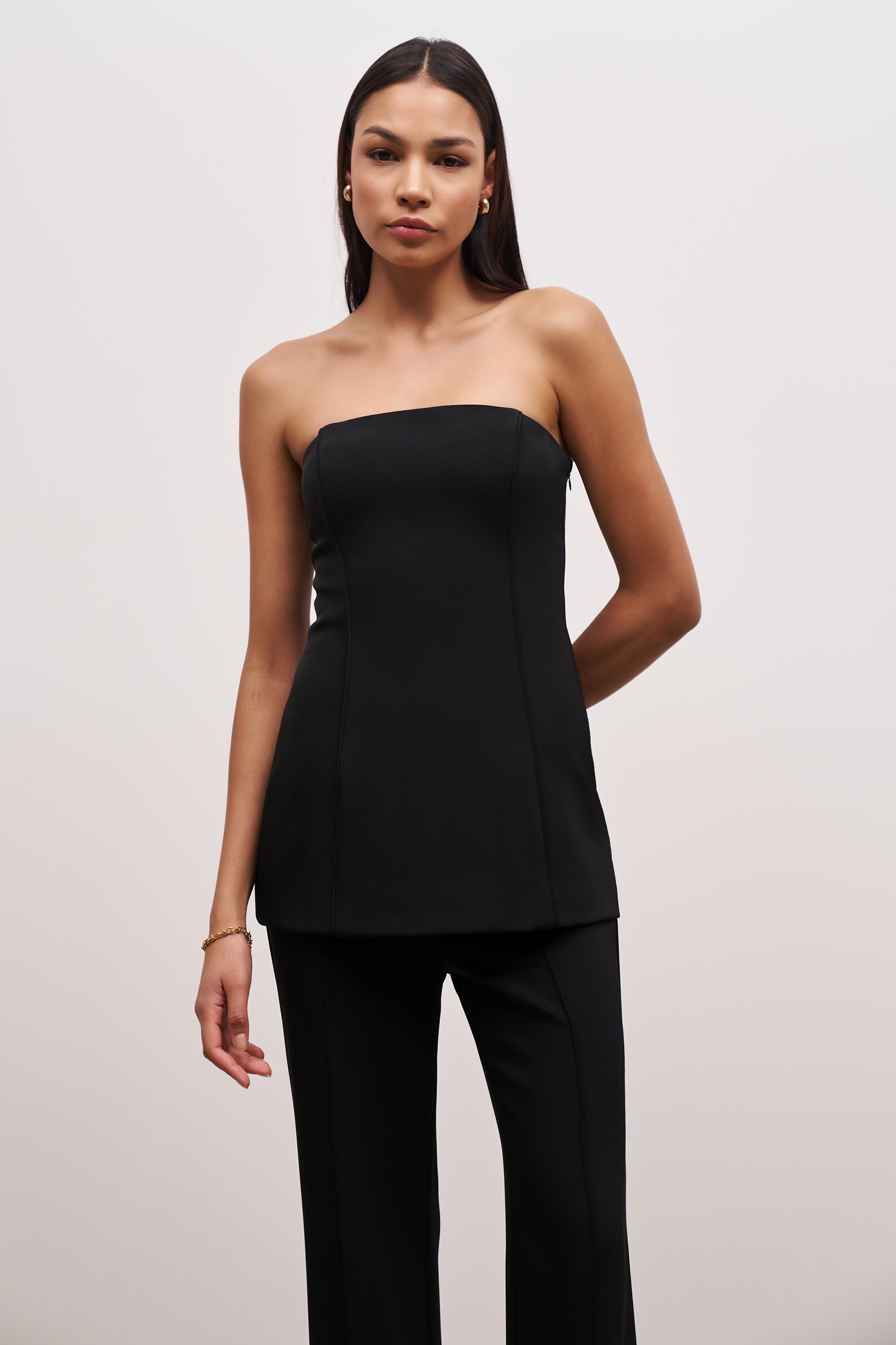 Pin Tuck Tailored Longline Bodice - Black | BOA
