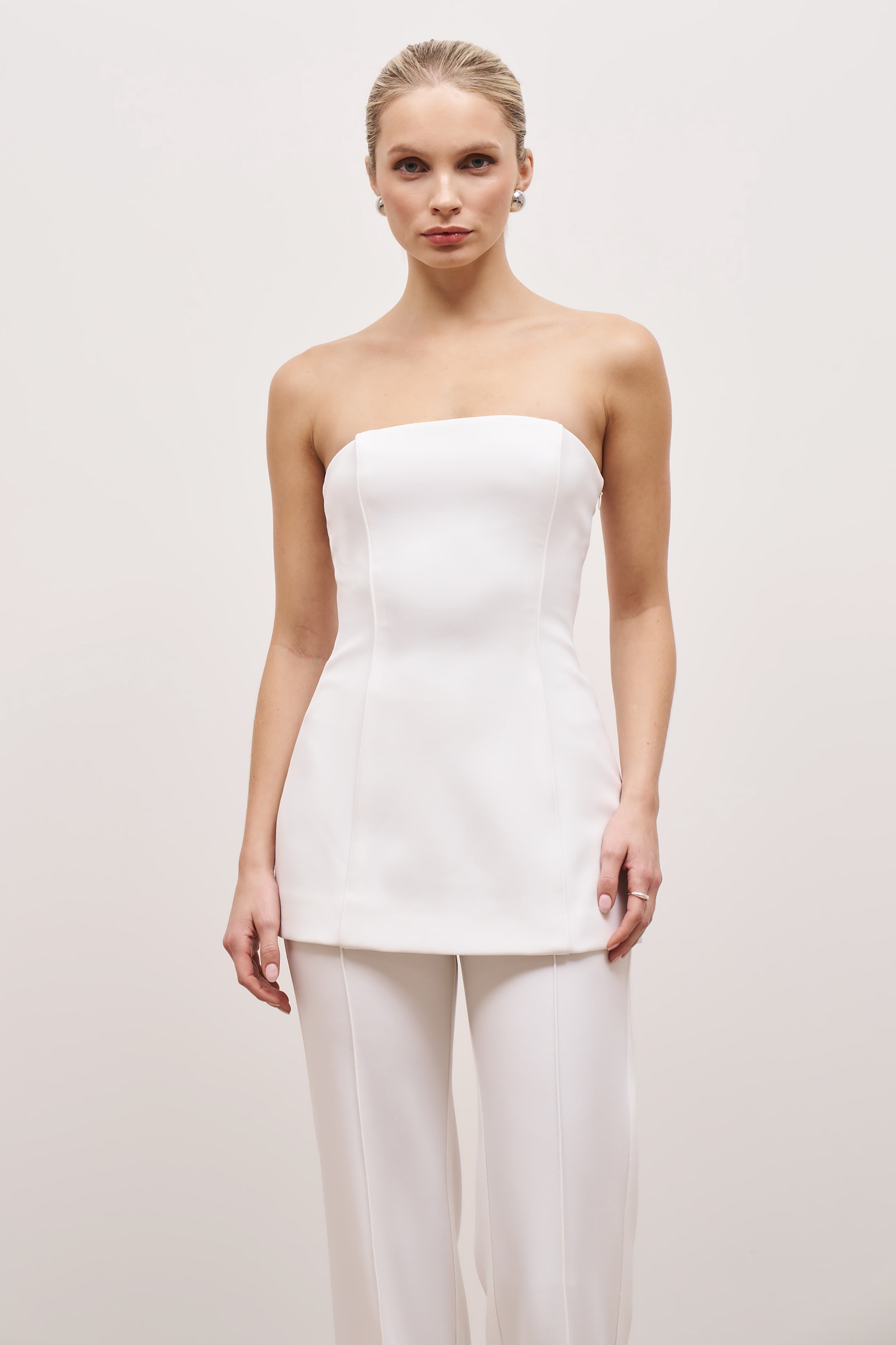 Pin Tuck Tailored Longline Bodice - White | BOA