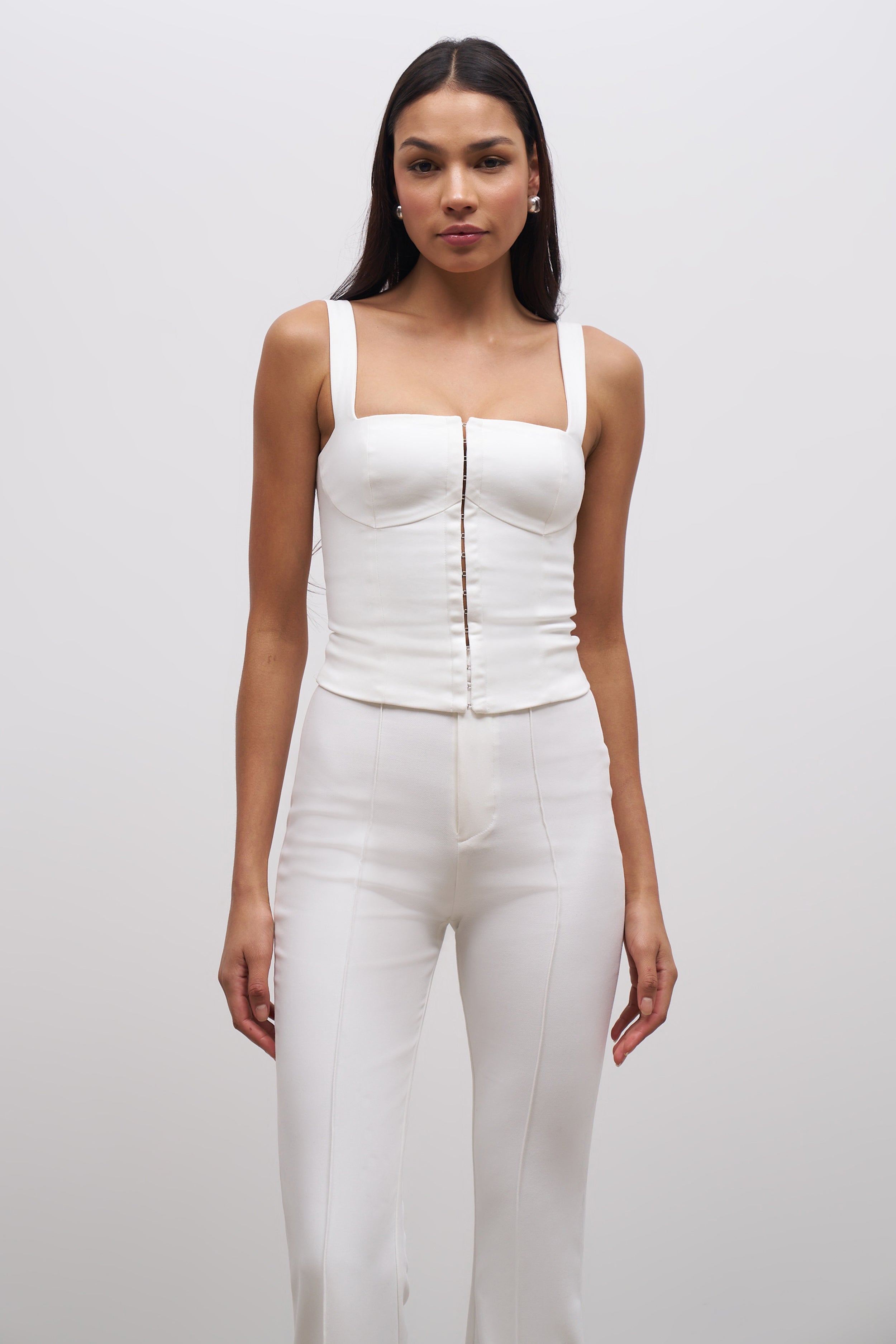 Square Neck Hook & Eye Corset - Ivory | BOA